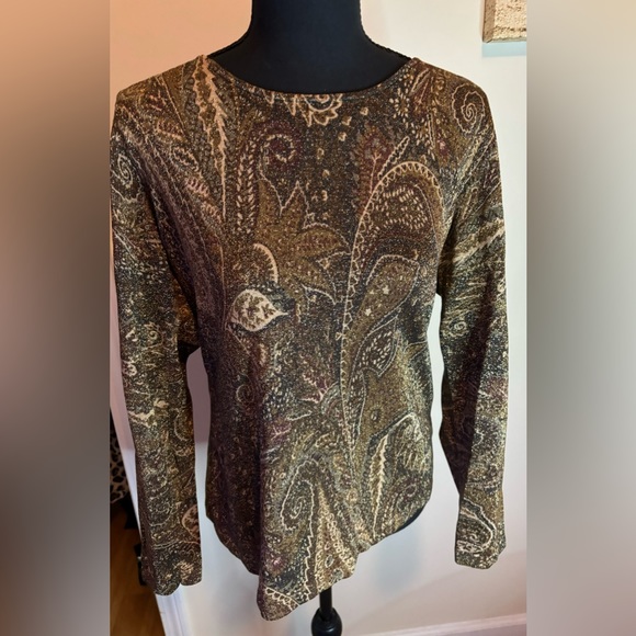 Nygard Collection | Tops | Nygard Paisley Print Metallic Embellished ...